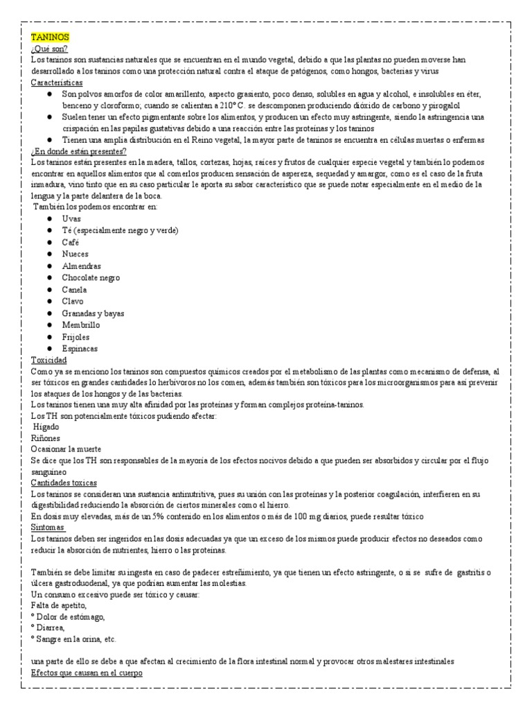 TANINOS | PDF | Alimentos | Legumbre
