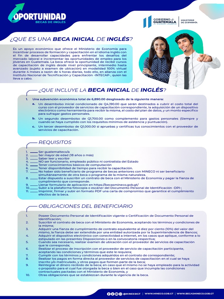 Beca Inicial Ingles Oportunidad Mineco PDF | PDF | Negocios