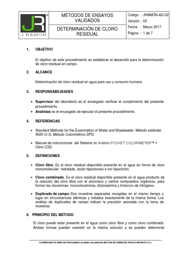 Cloro Residual SM 4500-Cl-G PDF | PDF | Cloro | Ph
