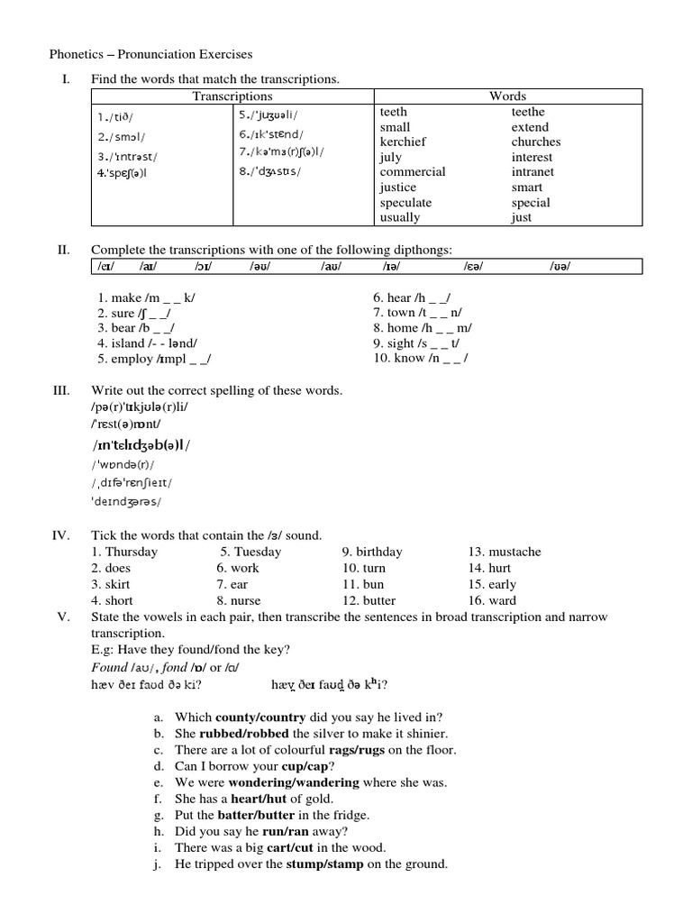 Phonetic and Pronunciation Exercise | Download Free PDF | Phonetics | Human Communication