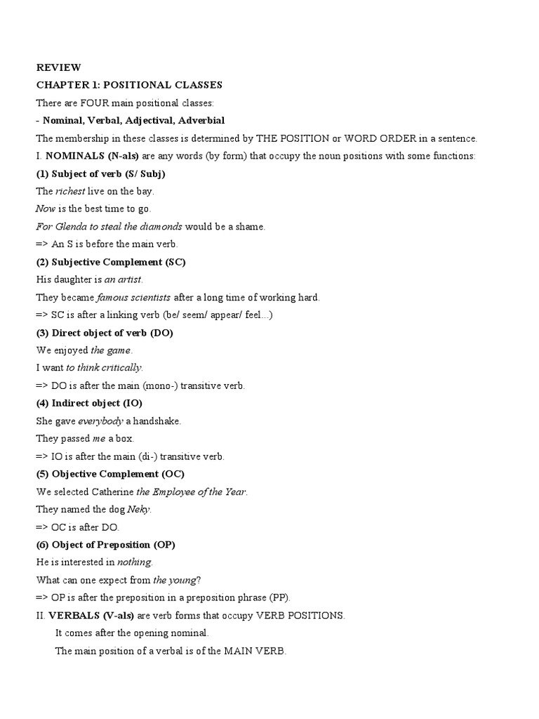 Understanding Positional Adjectives | PDF | Adjective | Verb