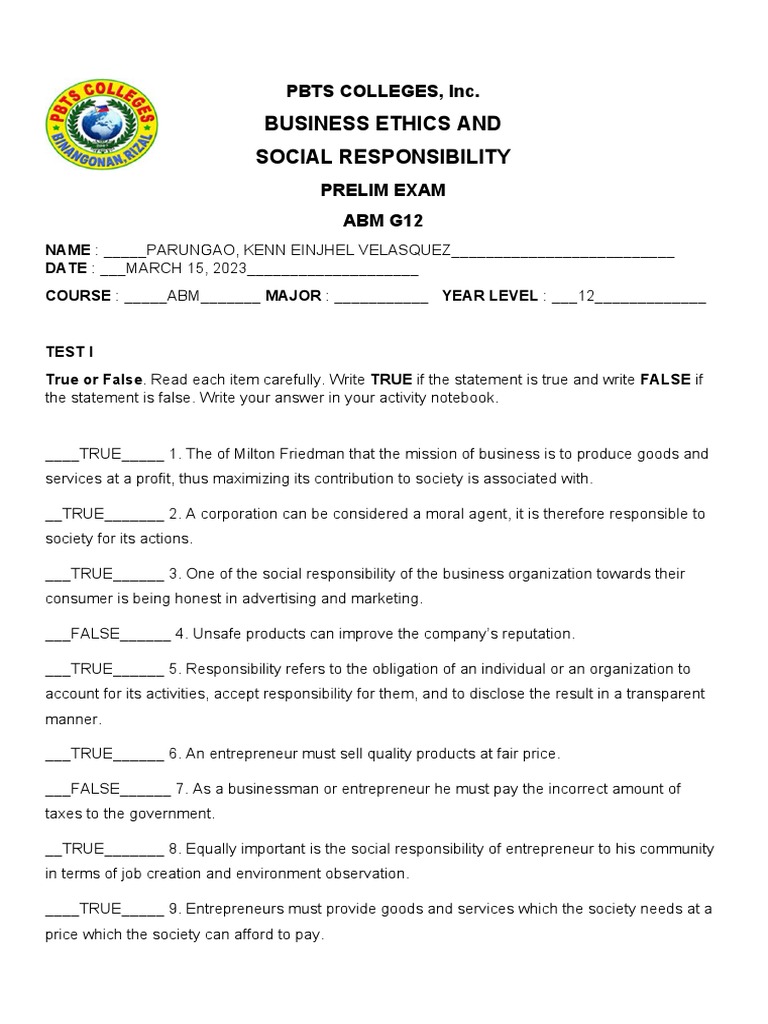 Business-Ethics-And-Social-Responsibility-Prelim-Exam-2023 (Kenp) | PDF ...