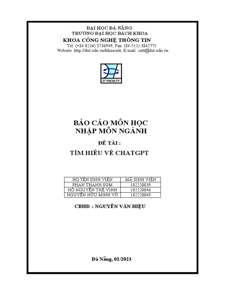 NHẬP MÔN NGÀNH CNTT - TÌM HIỂU VỀ CHATGPT | PDF