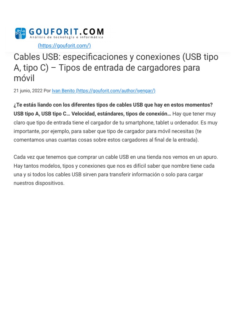 Tipos y conexiones de cables USB | PDF | USB | Redes de computadoras