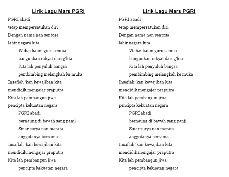 Lirik Lagu Mars PGRI | PDF Lirik Lagu Mars PGRI | PDF