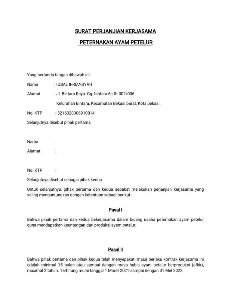 DRAFT MoU-Kerjasama-Blank Data | PDF