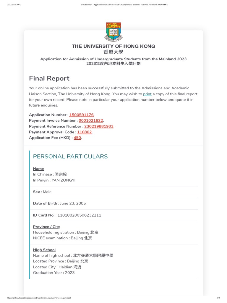 Final Report - Application For Admission of Undergraduate Students From ...