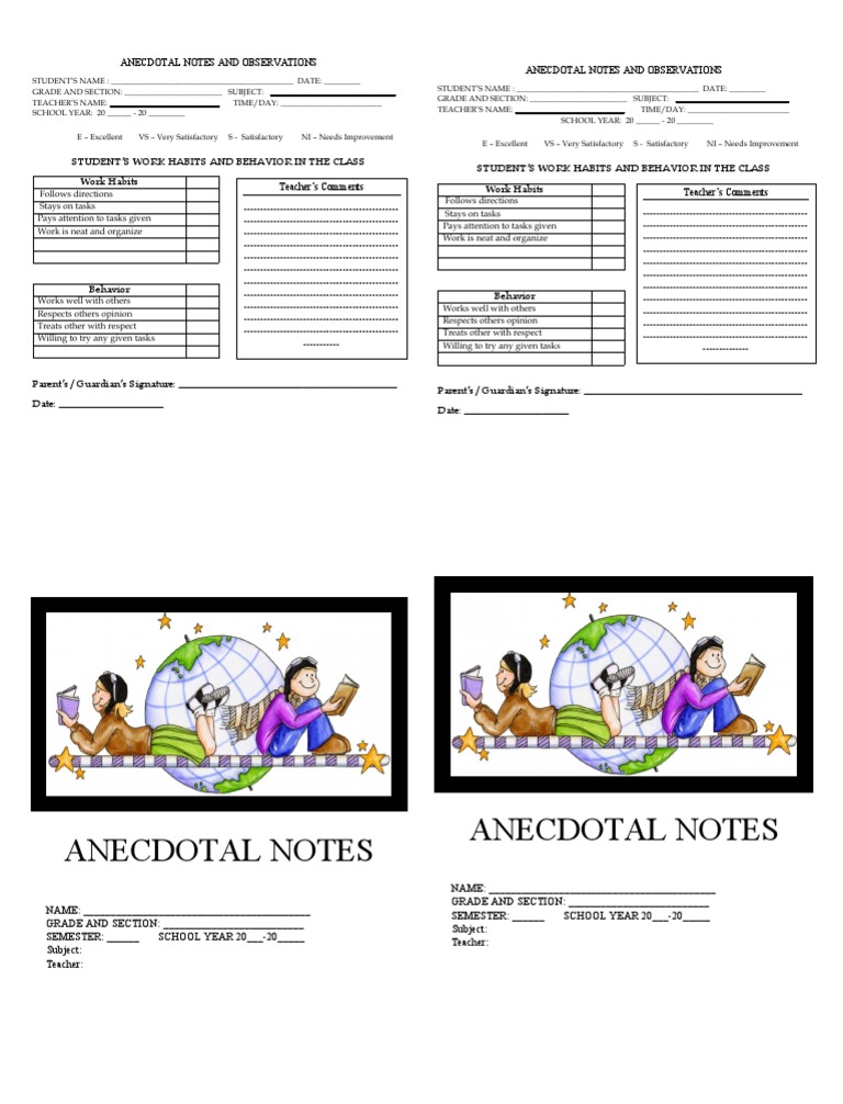 Anecdotal Template | PDF | Psychology | Behavior Modification