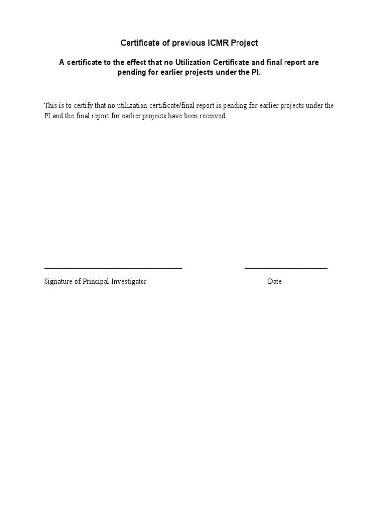 ICMR Project Completion Cert | PDF