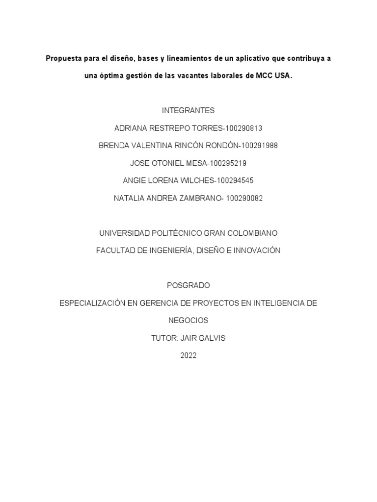 Entrega Final Gerencia de Proyectos1 Integrado Final v2 | PDF | Presupuesto | Gestión de ...