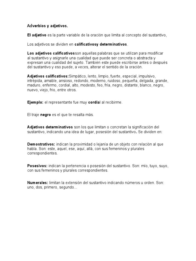 Adverbios y Adjetivos | PDF