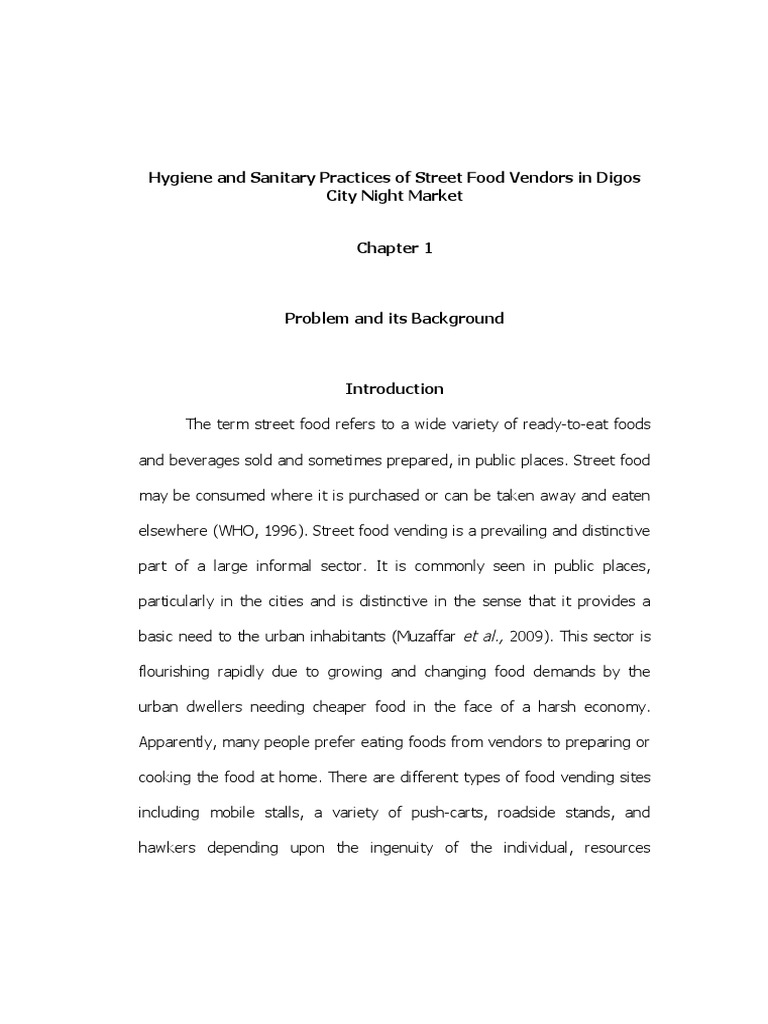Hygiene and Sanitary Practices of Street Vendors in Digos Night Market ...