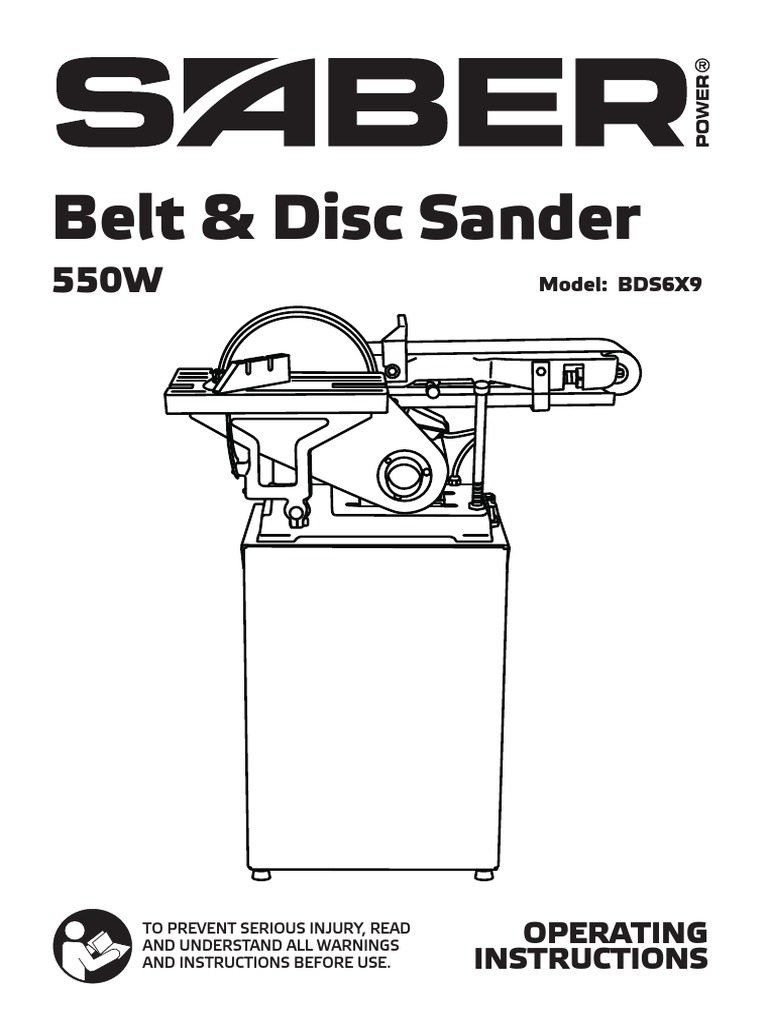 Saber BDS69 100379 Belt Disc Sander BDS-69 MANUAL | PDF | Electrical Connector | Switch