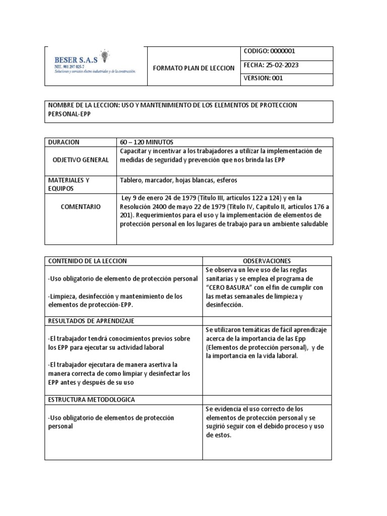Capacitacion EPP Beser Sas | PDF | Informática | Tecnología