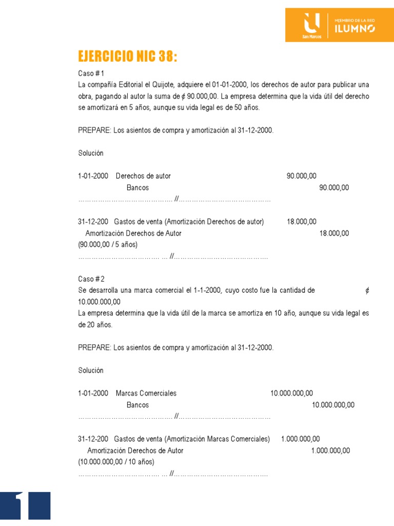 Ejercicio Nic 38 N | PDF