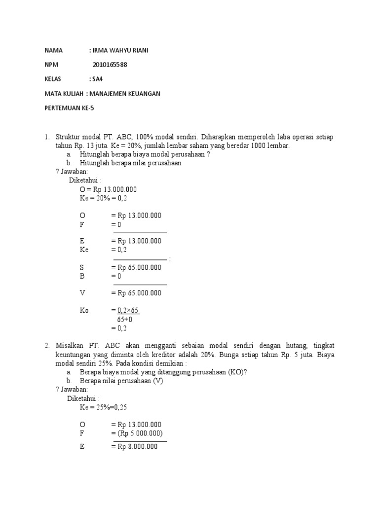 TUGAS 5 MK 2022_IRMA WAHYU RIANI_20_SA4.docx | PDF