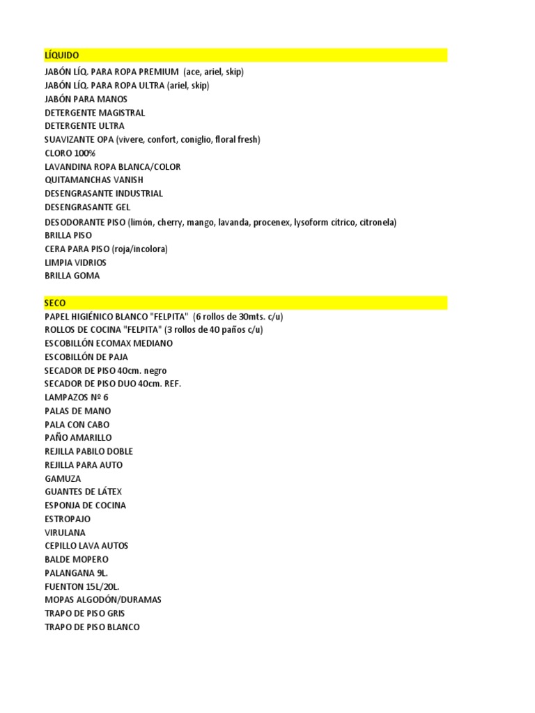 Lista de Precios Productos Anto | PDF