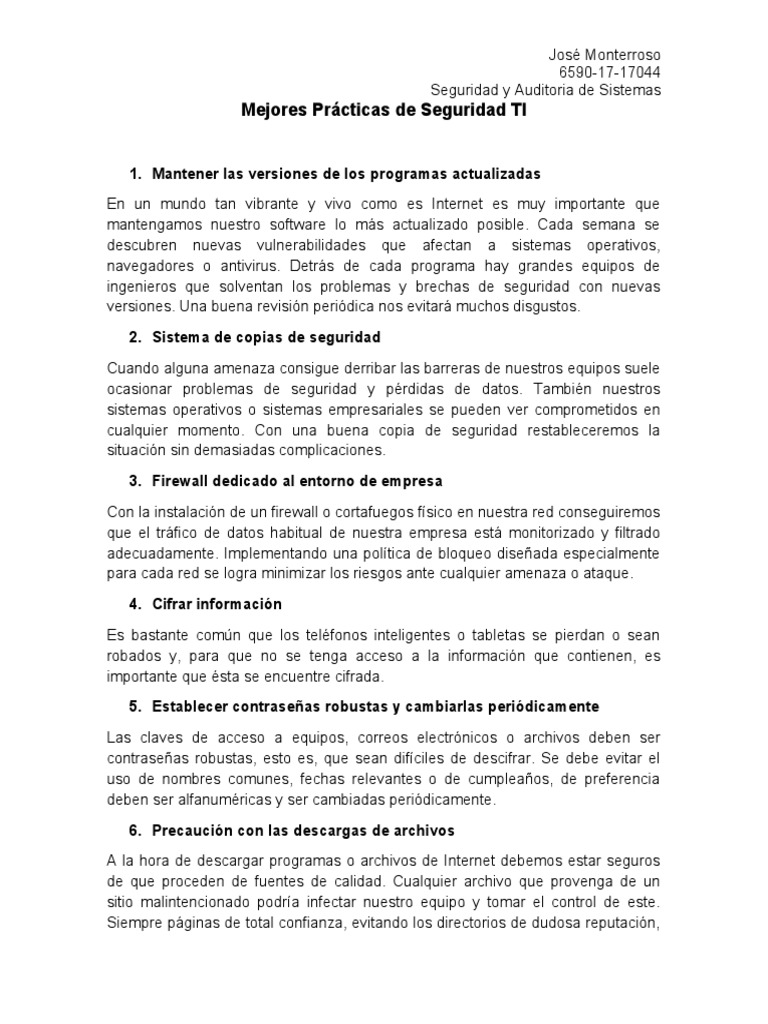 Mejores Practicas de Seguridad | PDF | Seguridad | La seguridad informática Mejores Practicas de Seguridad | PDF | Seguridad | La seguridad informática