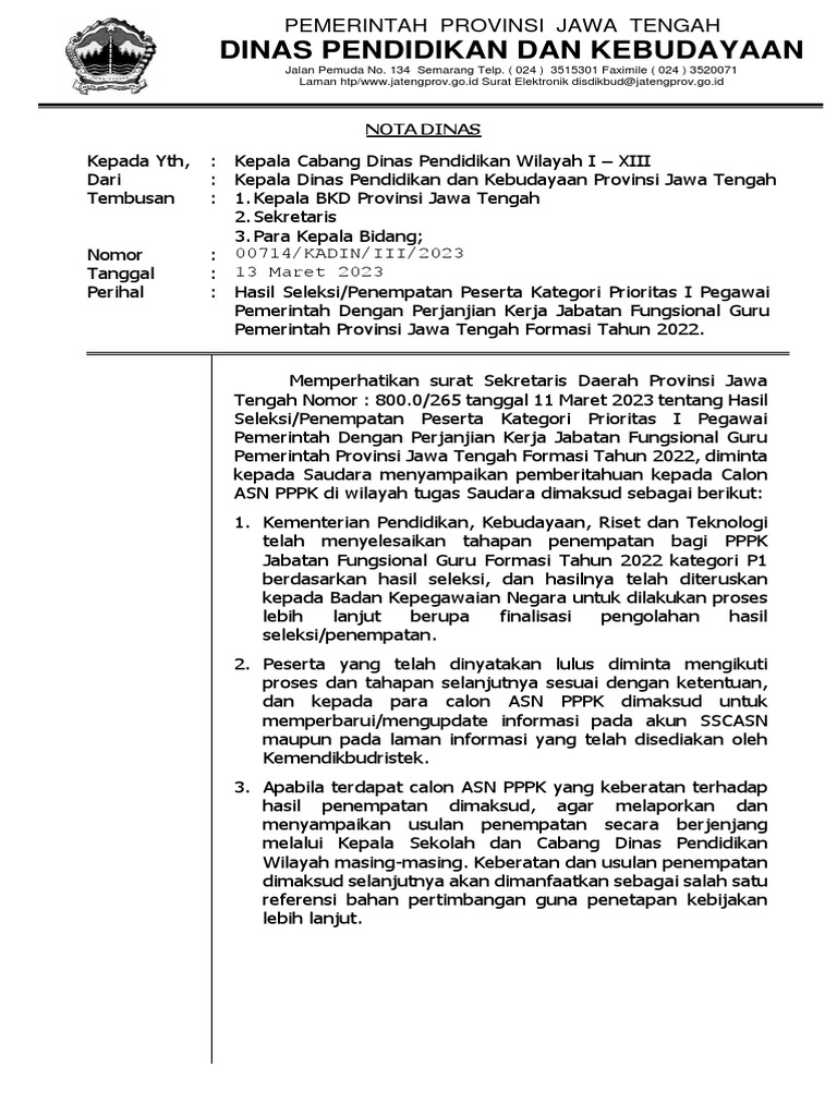 Nota Dinas PPPK 2023-1 | PDF | Karier & Perkembangan