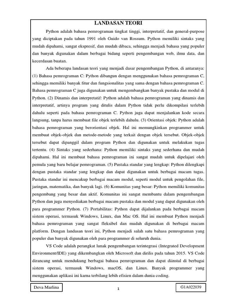 Landasan Teori Python dan VS Code | PDF