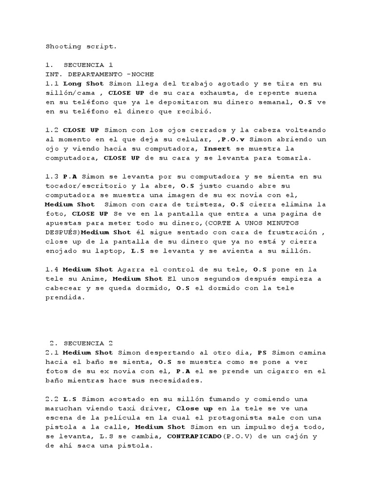 Shooting Script Example 4 | PDF
