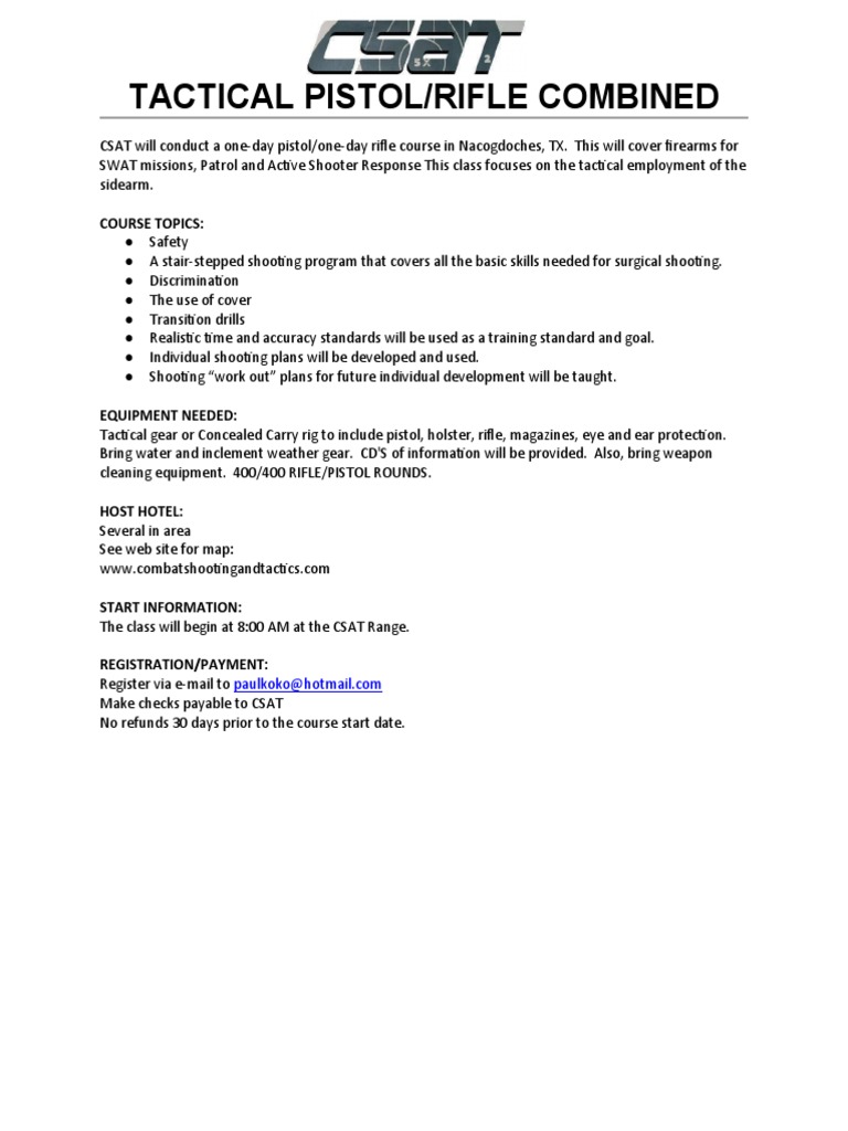 Tactical Pistol and Rifle Course in TX | PDF | Technology & Engineering
