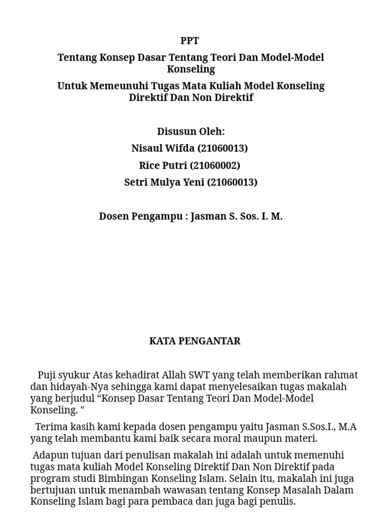 Model Konseling Kelompok 1 | PDF