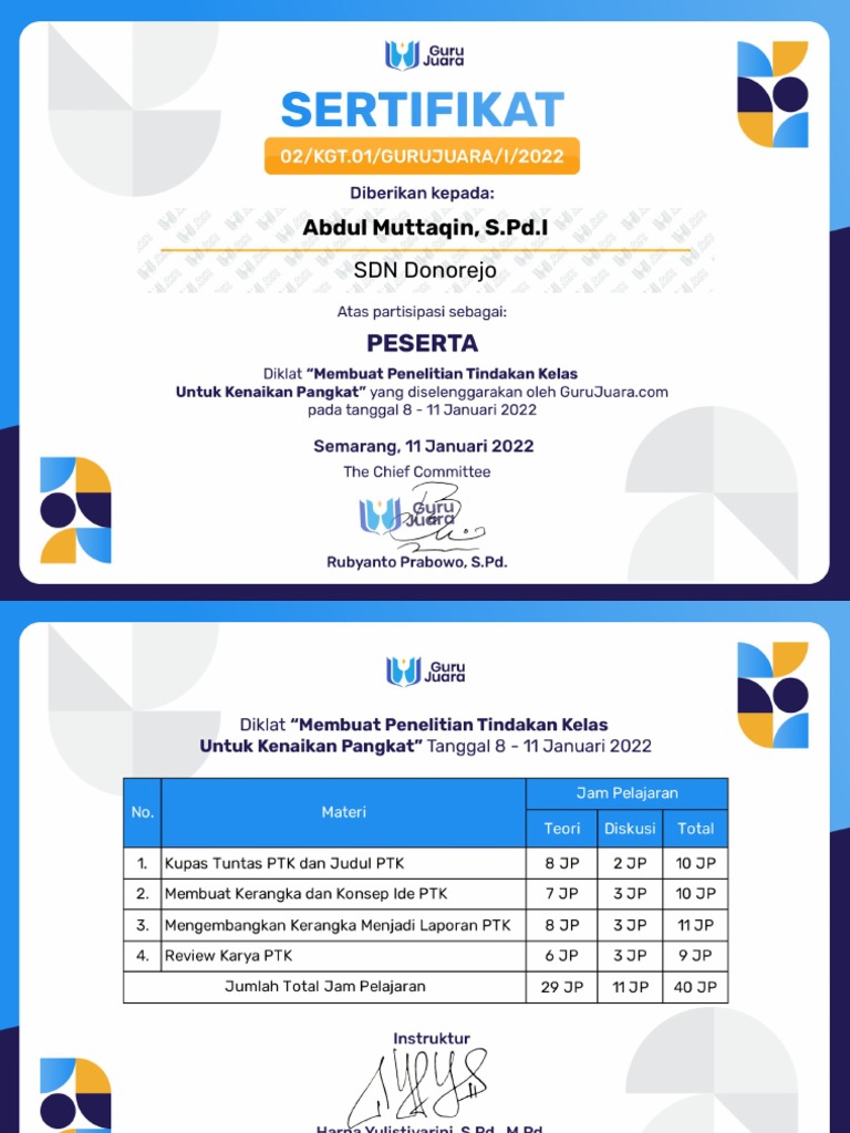 Abdul Muttaqin, S.Pd.I Sertifikat PTK 2022 PDF | PDF