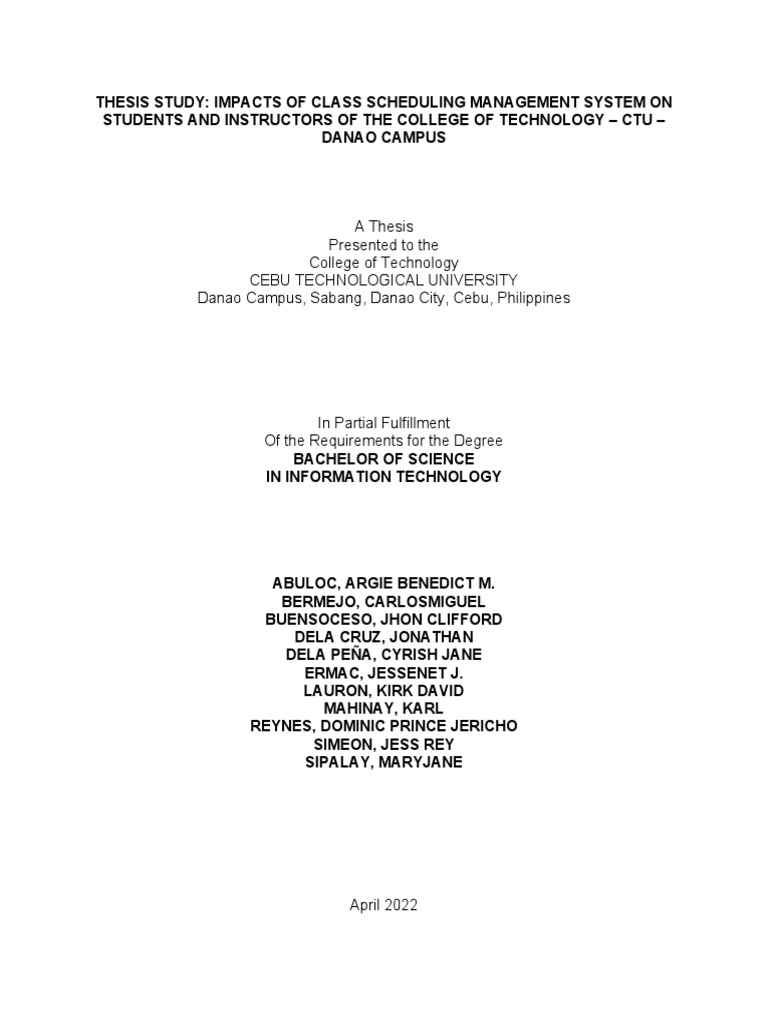 Impacts On Class Scheduling Management System On Students and ...