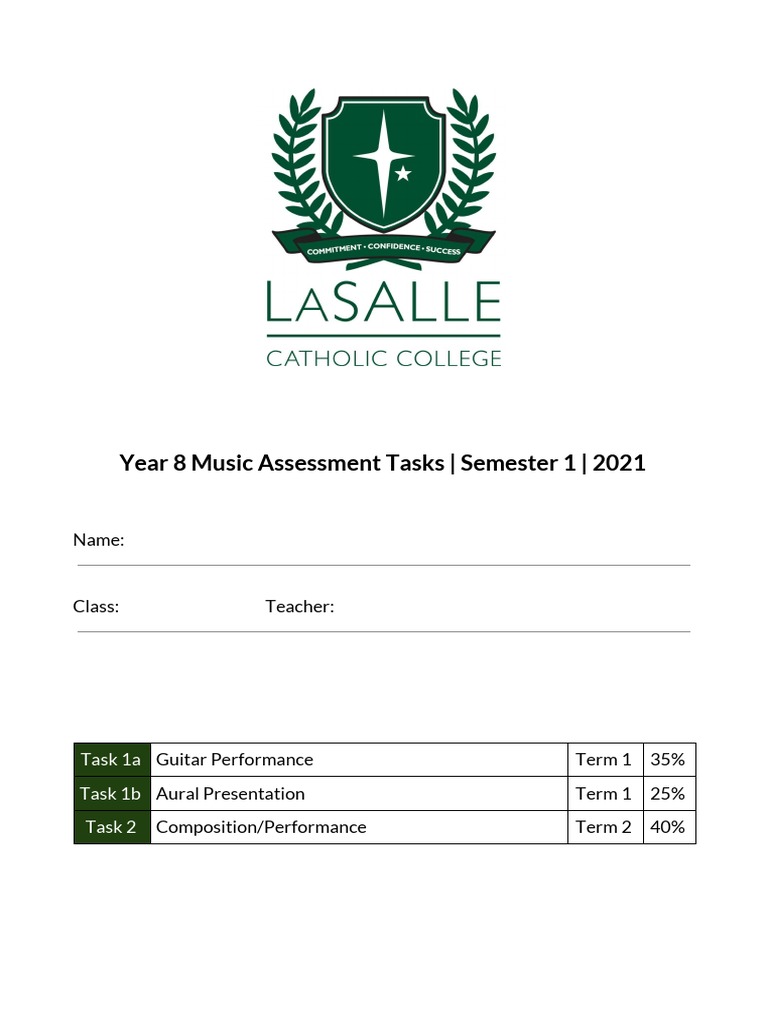 8MUS Semester 1 - 2021 Assessment Tasks (Task 1a, 1b and 2) | PDF ...
