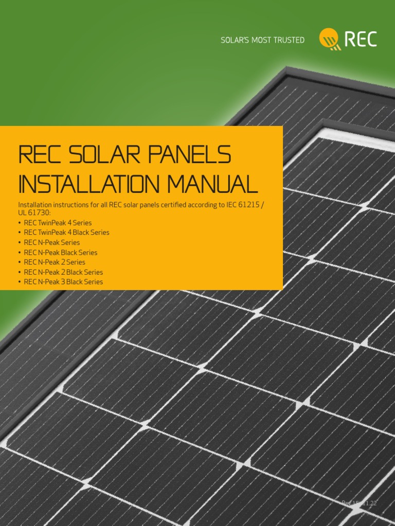 Solar-Panel Rec-Solar 365W Installation-Manual Im Rec Panels Ul Rev L ...