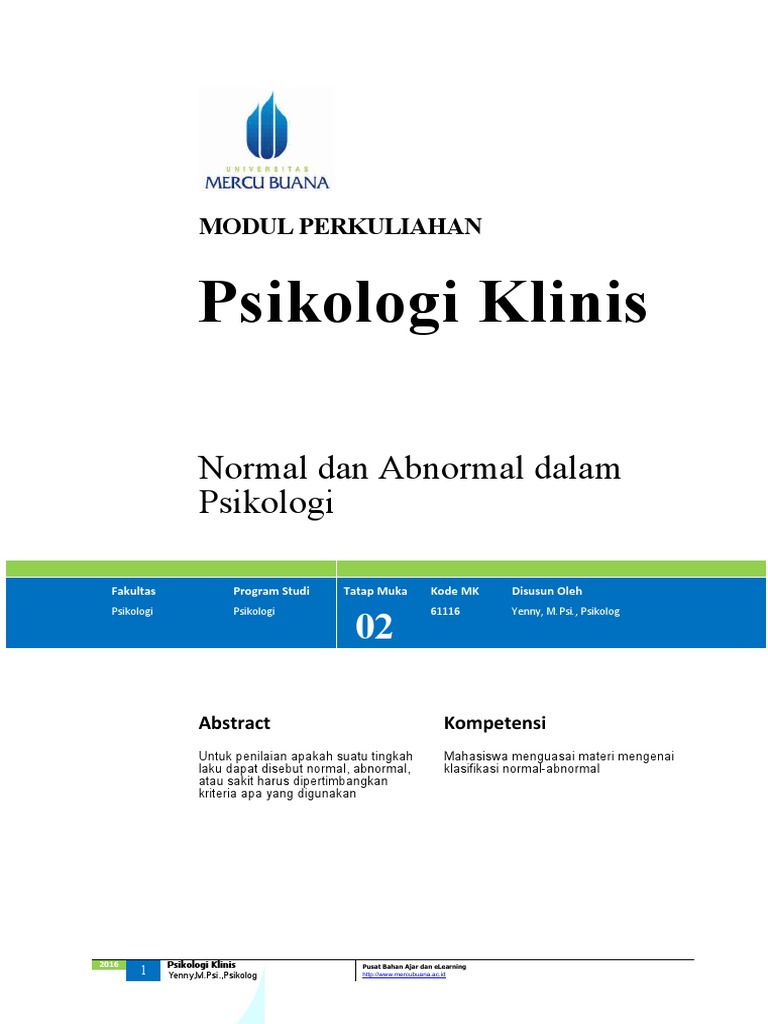Psikologi Klinis: Normal vs Abnormal | PDF