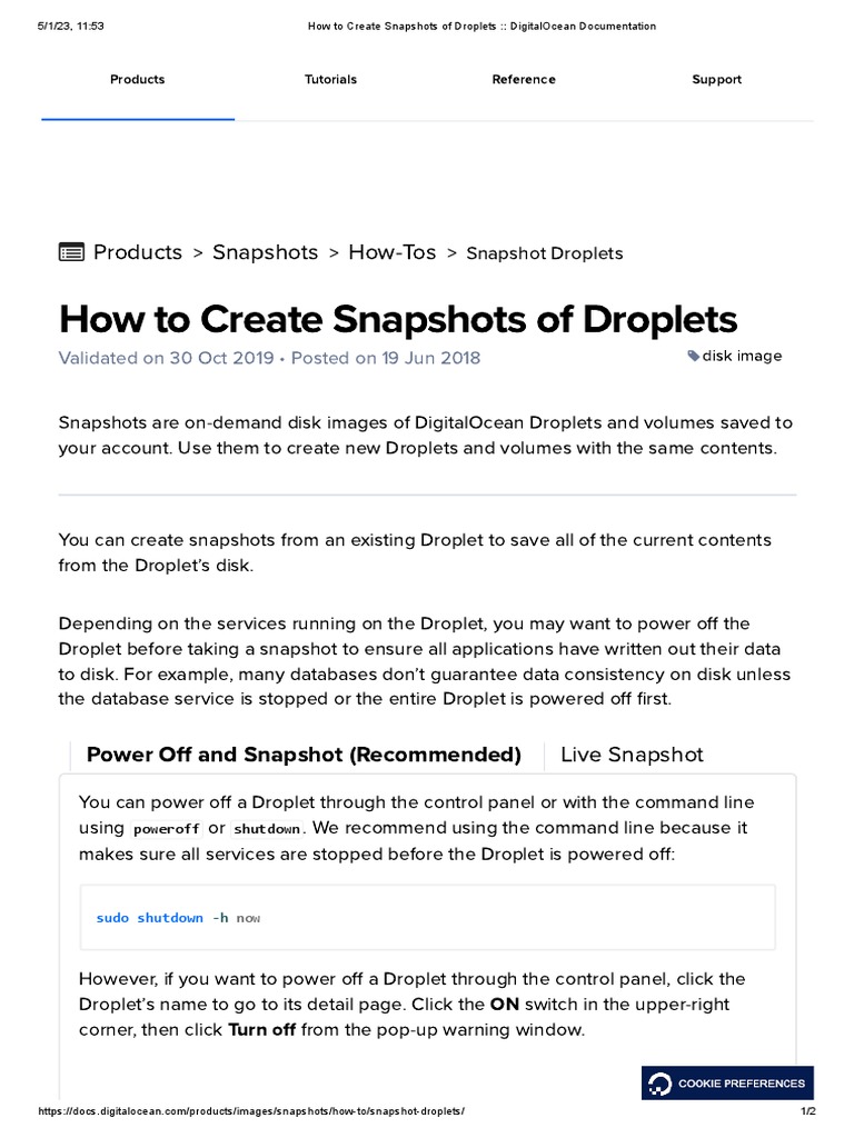 How To Create Snapshots of Droplets - DigitalOcean Documentation | PDF | Computer Science ...