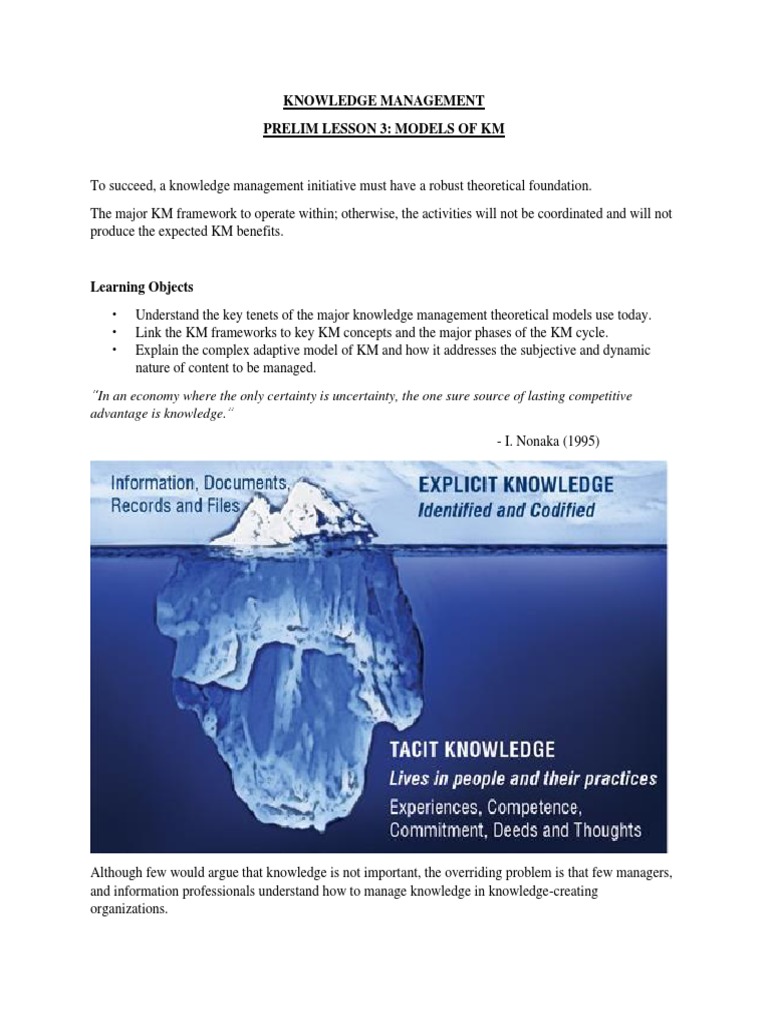 Models of Knowledge Management | PDF | Tacit Knowledge | Knowledge Management