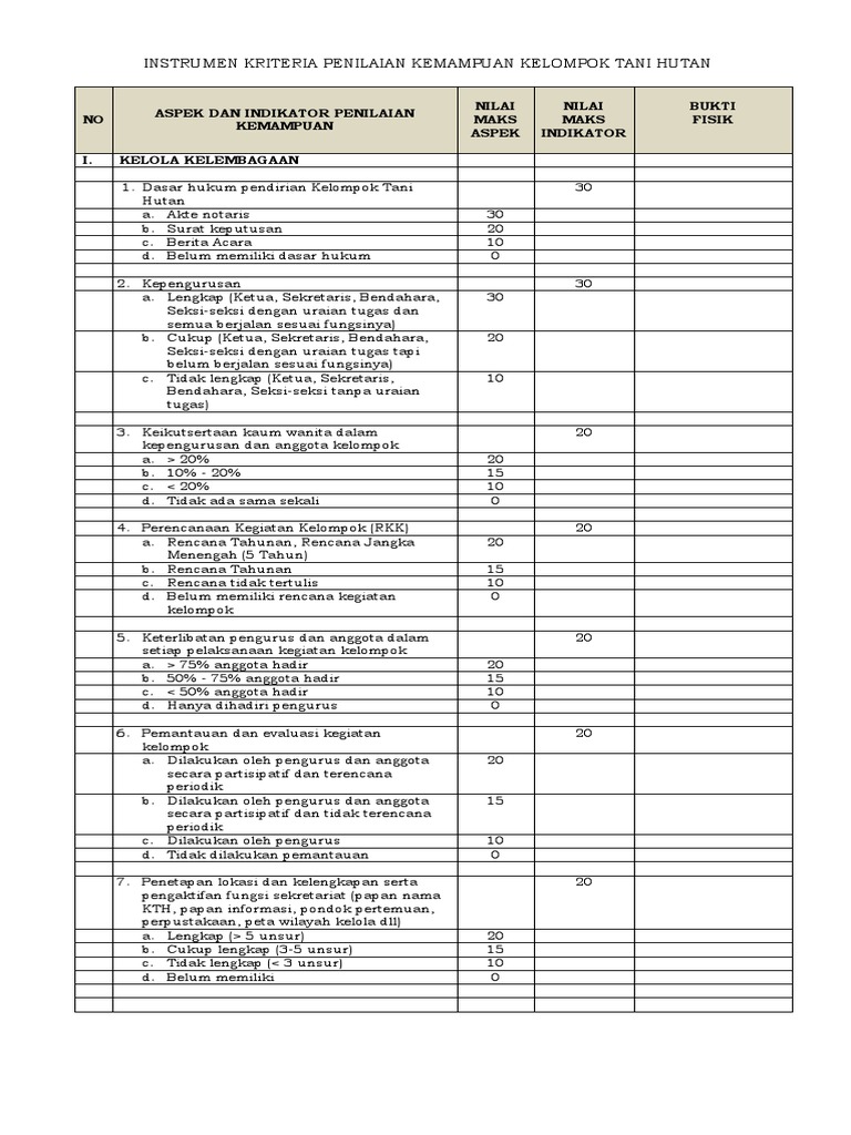 Blanko Penilaian KTH | PDF