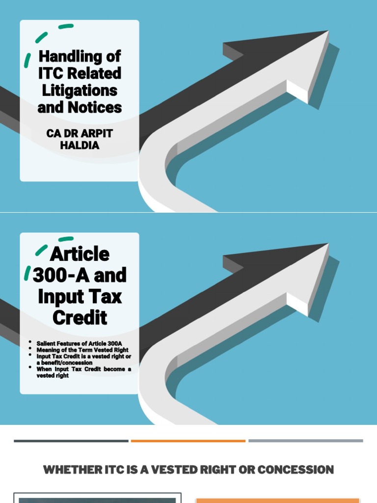 Handling of ITC Related Litigations and Notices by CA. Dr. Arpit Haldia ...