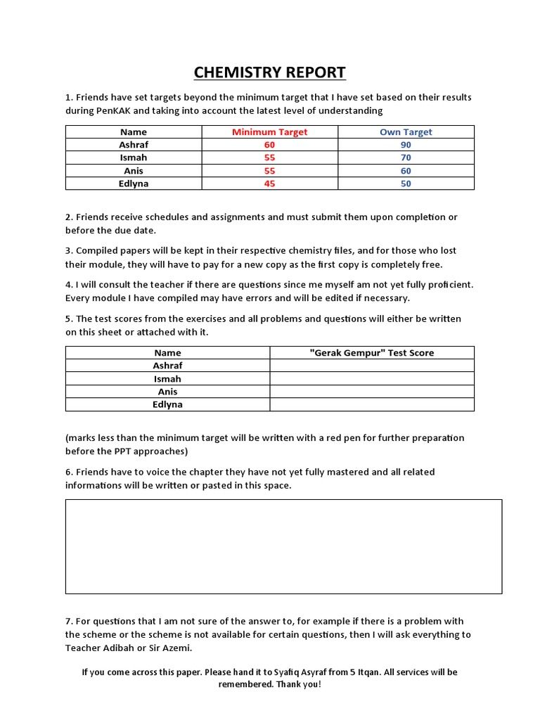 Chemistry Report | PDF