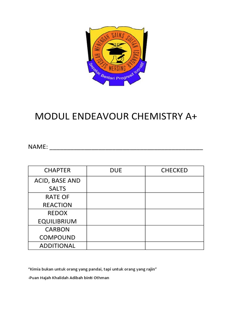 Modul Endeavour Chemistry A+ | PDF | Hydroxide | Ph