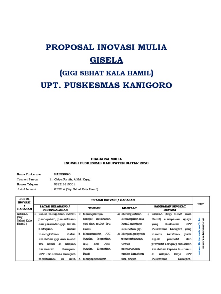 Proposal GISELA Inovasi Mulia | PDF