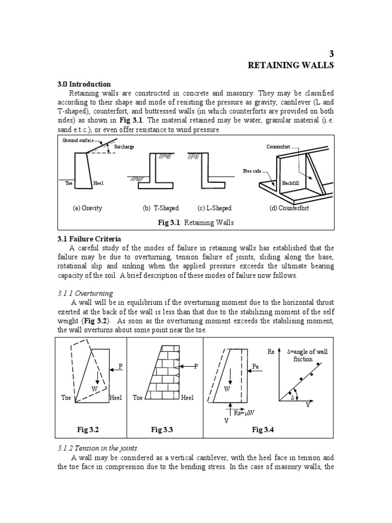 Stability of Retaining Walls | PDF | Friction | Pressure