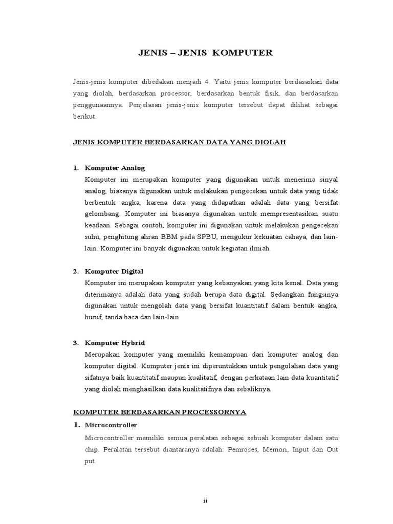Makalah Jenis-Jenis Komputer | PDF
