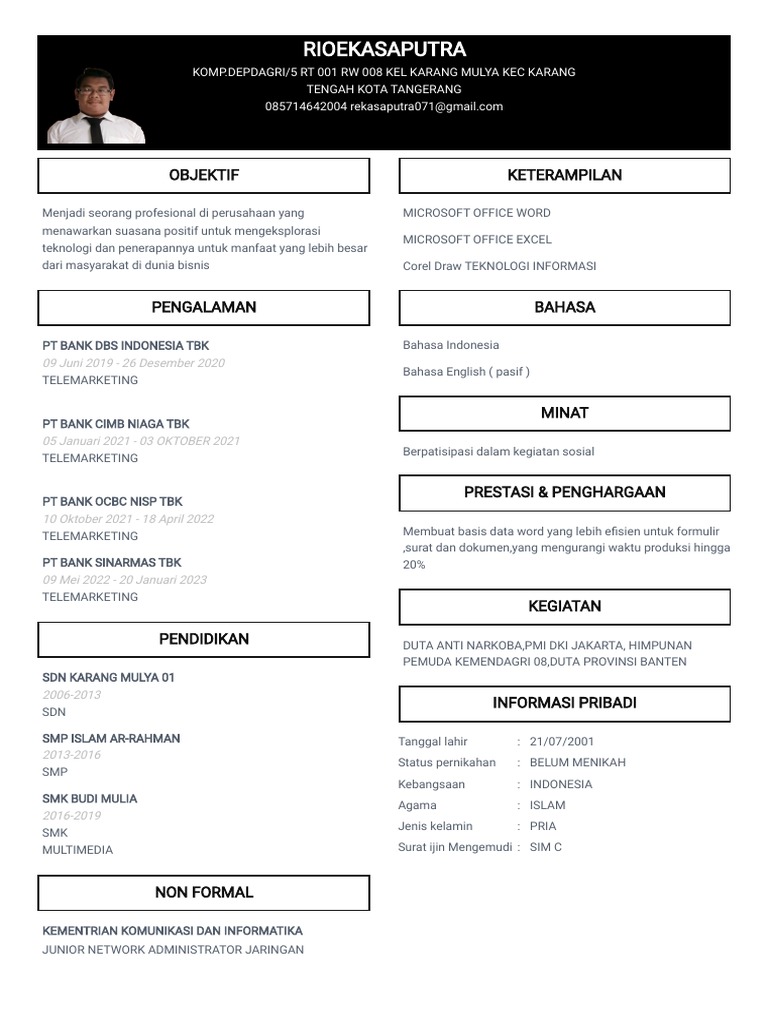 CV - Rio Eka Saputra PDF | PDF