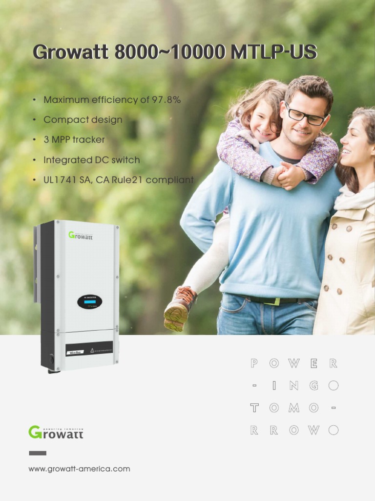 Inverter Growatt Specs 8-10K MTLP-US Specs | PDF | Electrical ...