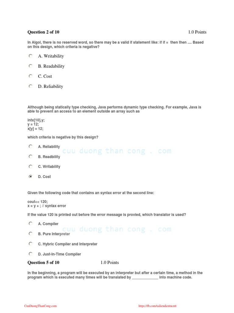 Nguyen-Ly-Ngon-Ngu-Lap-Trinh - Nguyen-Hua-Phung - Quiz-1 - (Cuuduongthancong - Com) | PDF ...