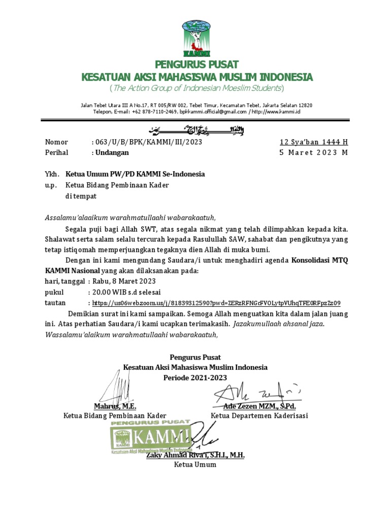 Undangan Konsolidasi MTQ | PDF
