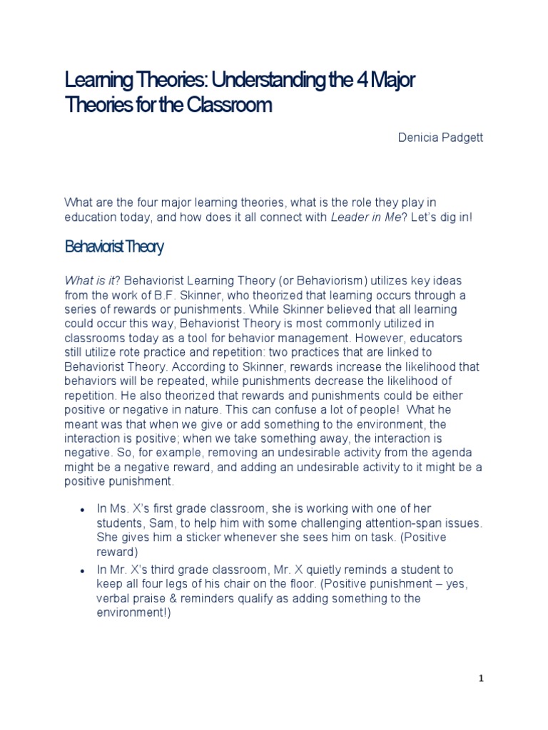 Four Key Learning Theories Explained | PDF | Constructivism (Philosophy ...