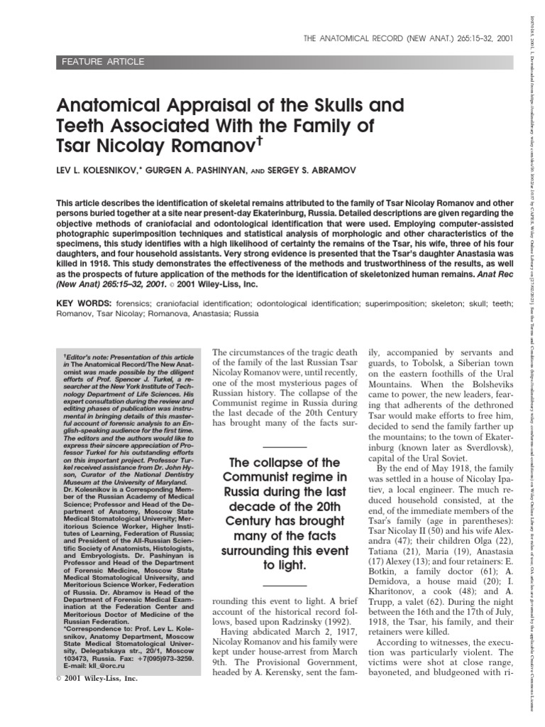 The Anatomical Record - 2002 - Kolesnikov - Anatomical Appraisal of The ...