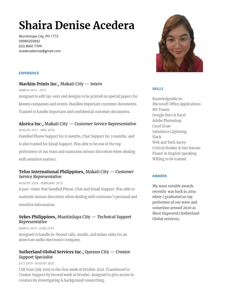 Resume Format | PDF | Computing