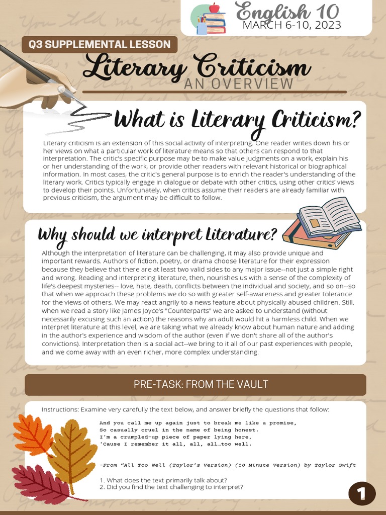 Literary Criticism Overview | PDF