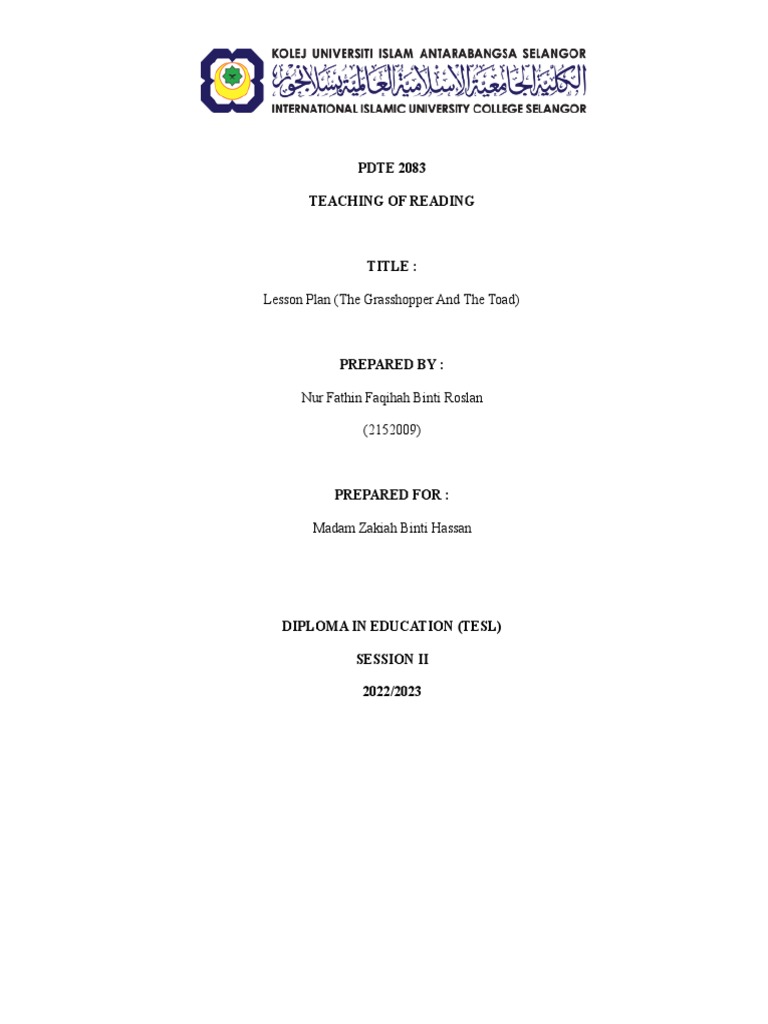 Lesson Plan (TOR) PDF | Download Free PDF | Lesson Plan | Teachers